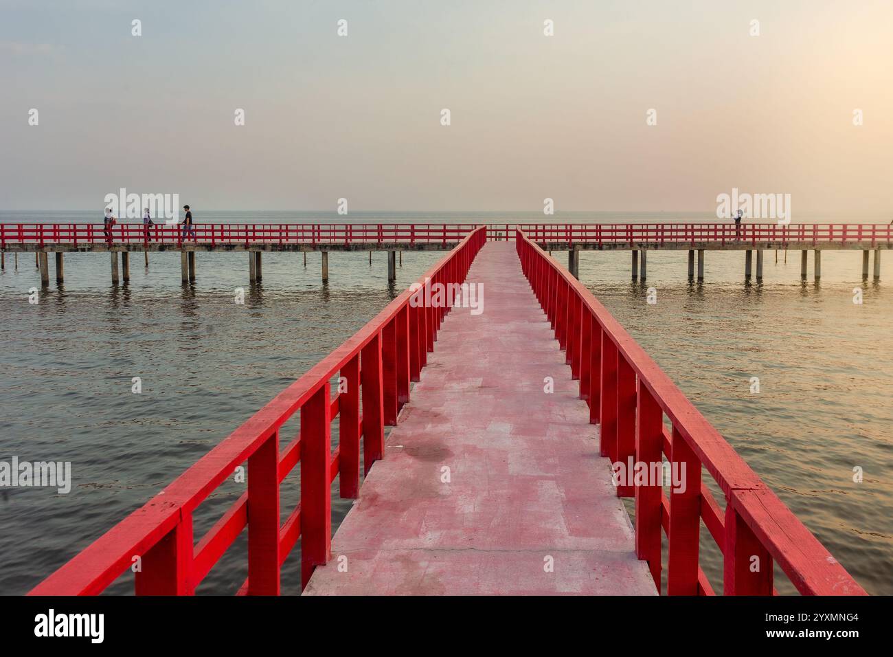 Red Bridge is A 700-meter long red wooden bridge, Samut Sakhon, dolphin ...