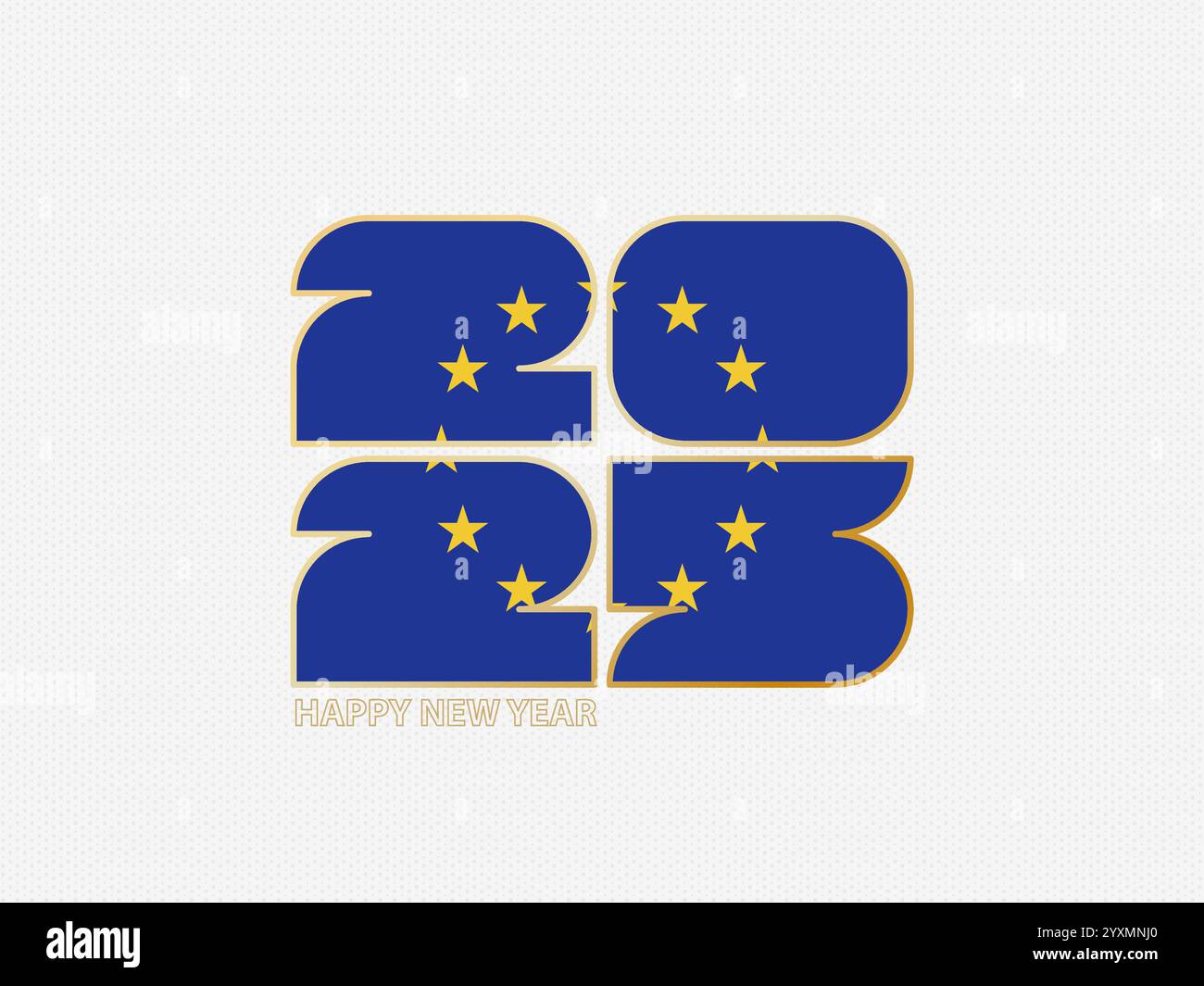 Abstract numbers 2025 with flag of European Union. Vector illustration ...