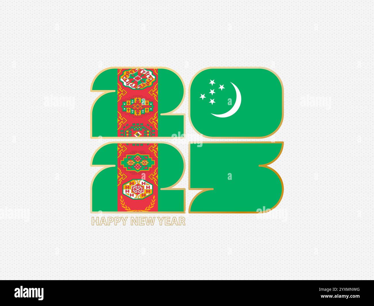 Abstract numbers 2025 with flag of Turkmenistan. Vector illustration ...