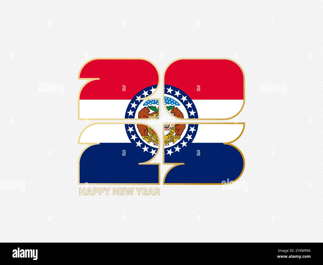 Abstract numbers 2025 with flag of Missouri. Vector illustration Stock ...