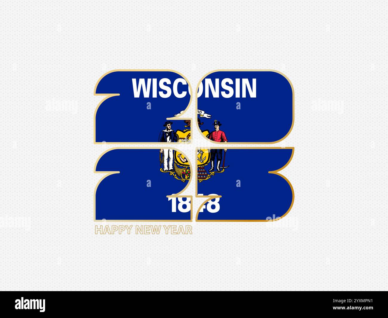 Abstract numbers 2025 with flag of Wisconsin. Vector illustration Stock ...