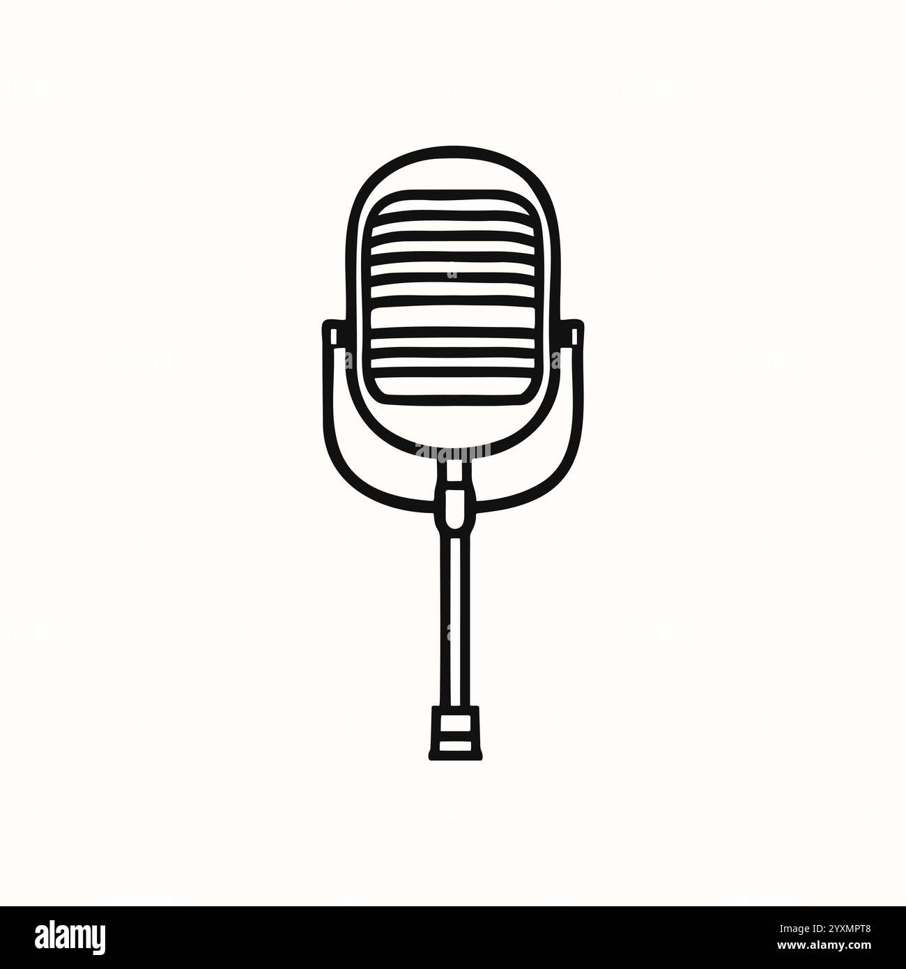 Record microphone line icon. Podcast microphone outline logo. Simple ...