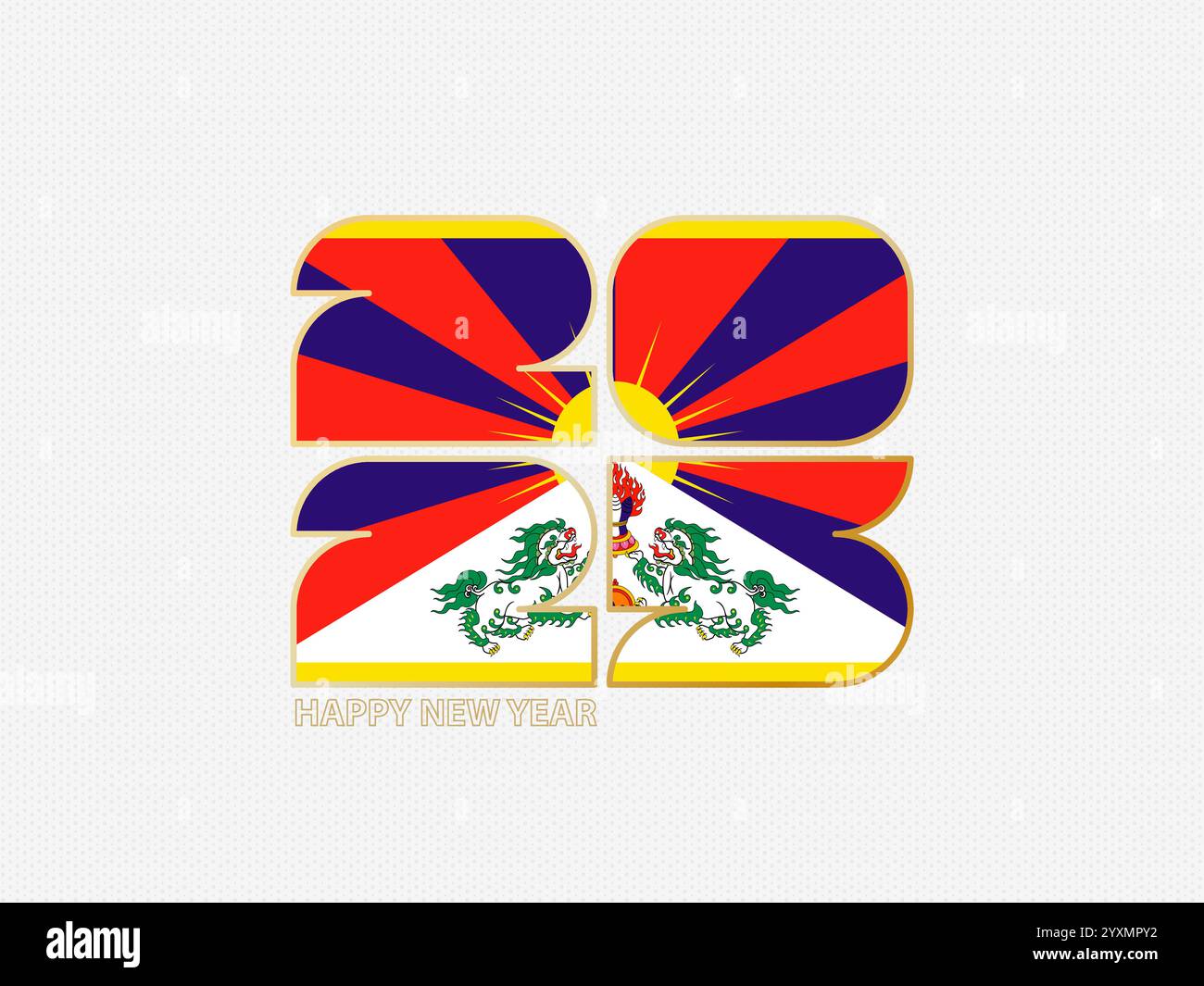 Abstract numbers 2025 with flag of Tibet. Vector illustration Stock ...