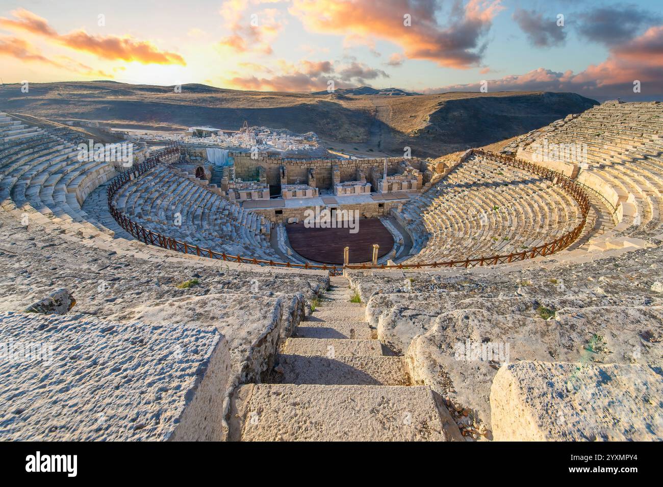 The amphitheater of the ancient city Laodicea on the Lycus in Denizli ...