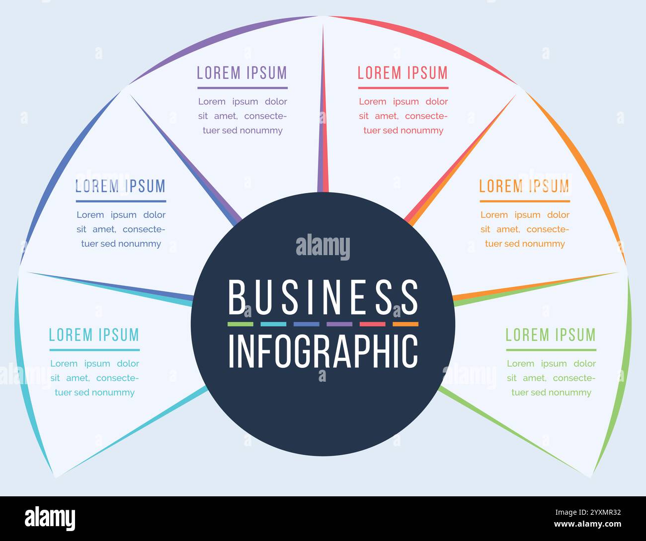Infographic template business information 6 objects, steps, elements or ...