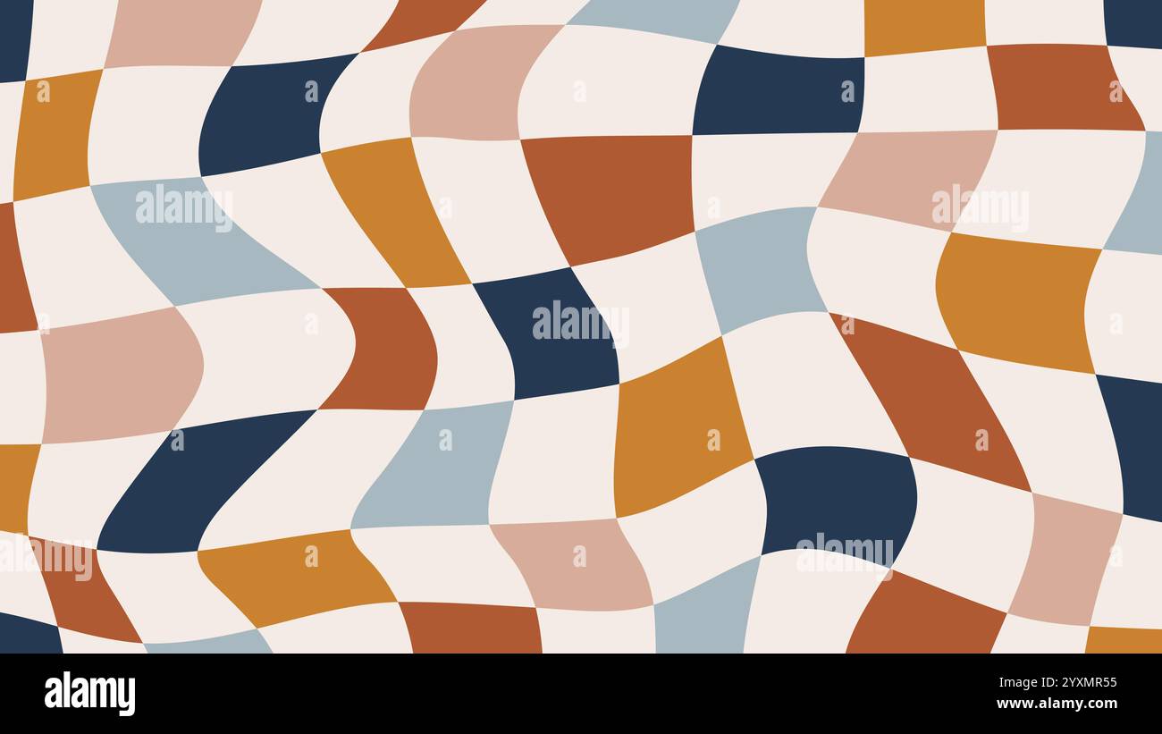 Psychedelic checkerboard pattern. Colorful groovy background in hippie ...