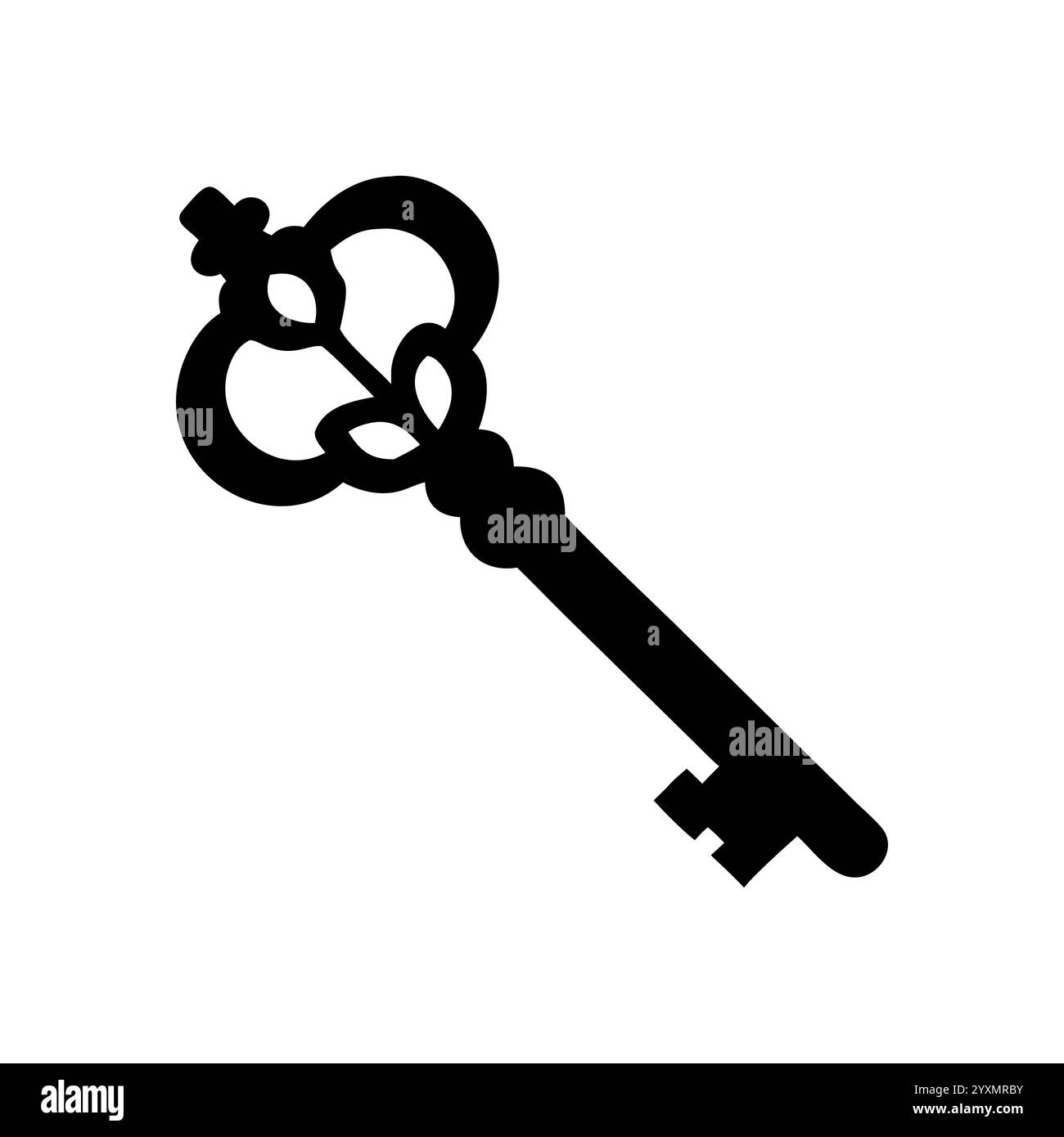 Ornate antique key graphic design, Old key vector house icon logo. Old ...