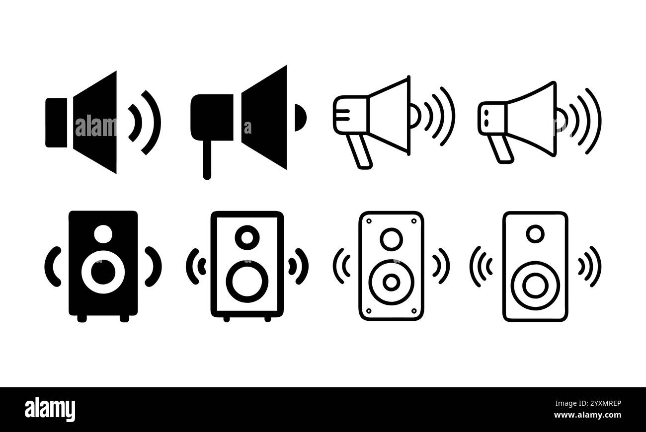 Collection of Audio and Sound Icons, Speaker icon set. Sound icon ...