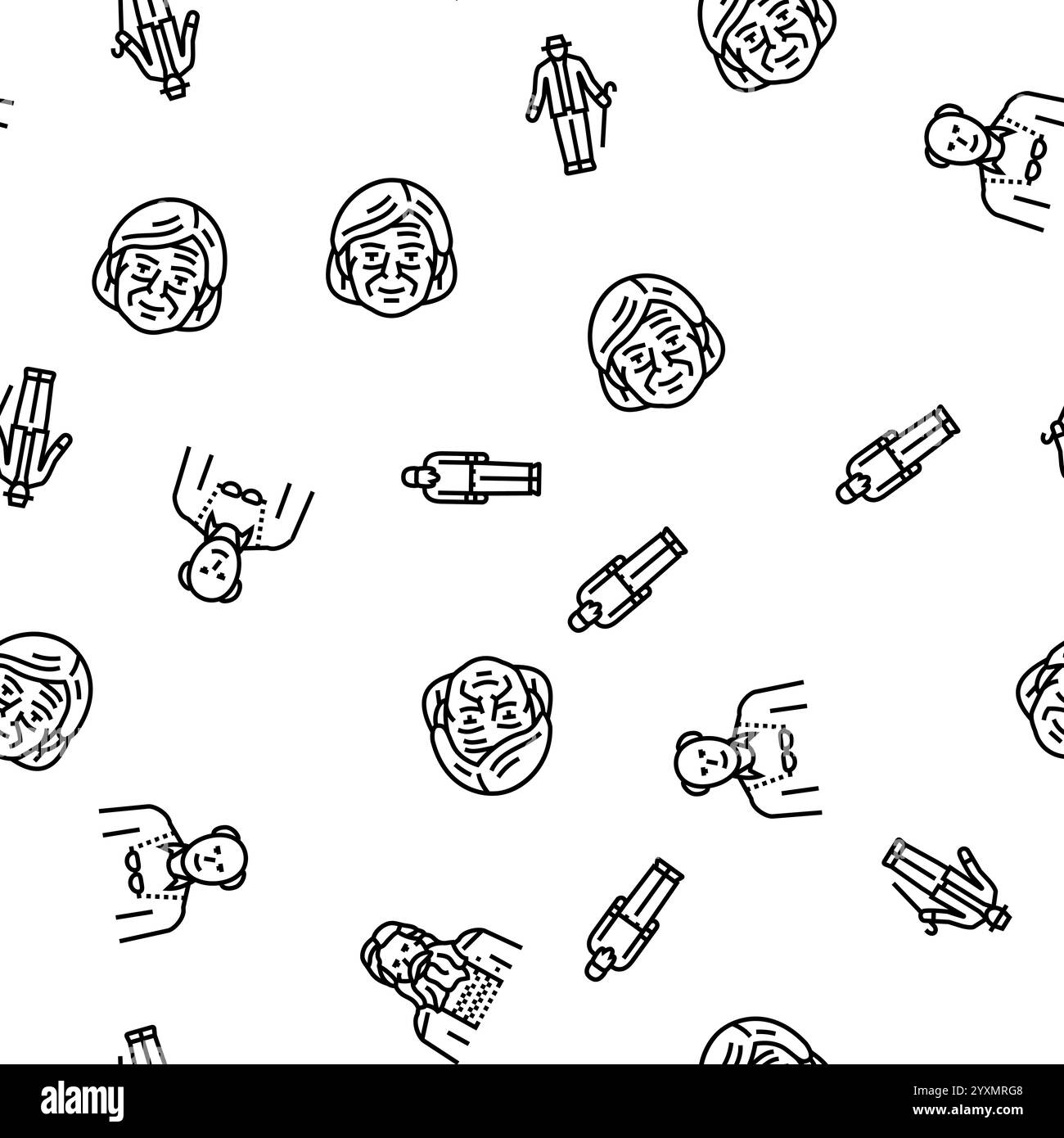 old people senior happy mature seamless pattern vector Stock Vector ...