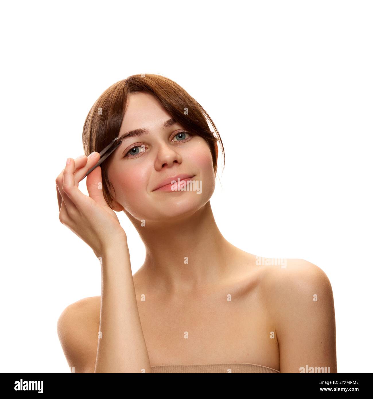Beautiful young women without makeup, with spotless, clear, smooth skin ...