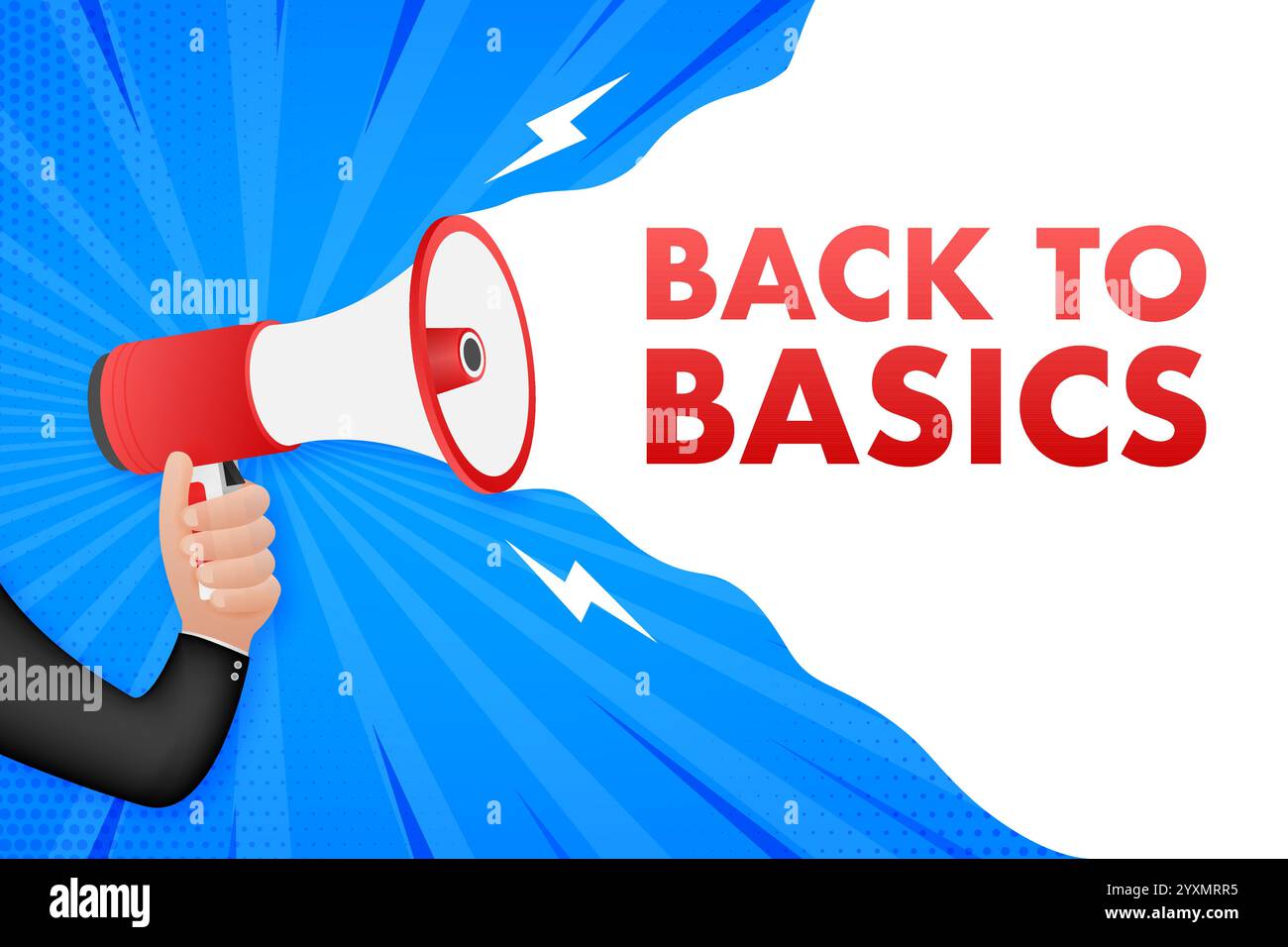 Hand holding megaphone with back to basics concept Stock Vector Image ...