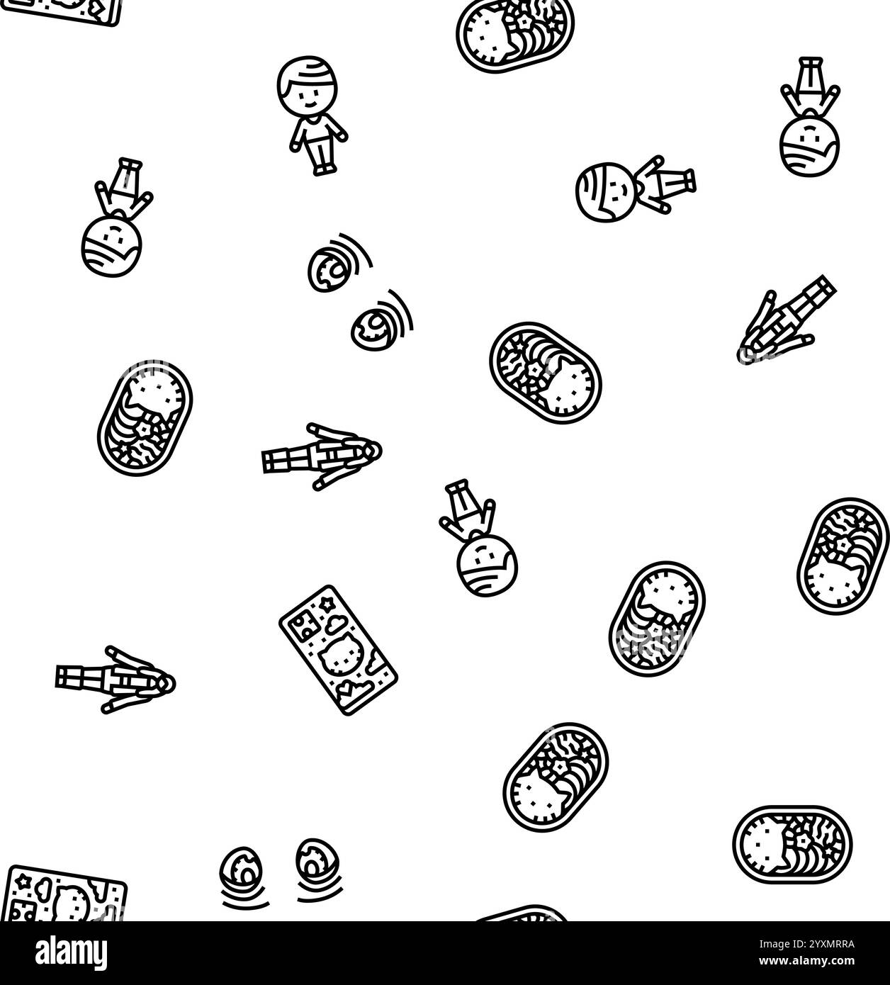 kawaii cute anime emoticon seamless pattern vector Stock Vector Image ...