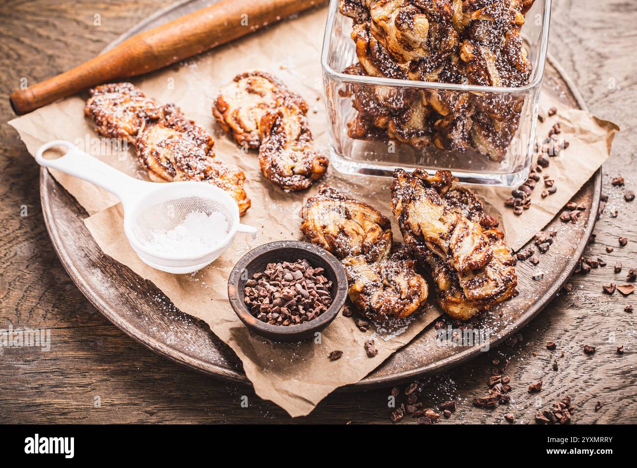Homemade flaky pastry dessert with chocolate Stock Photo - Alamy