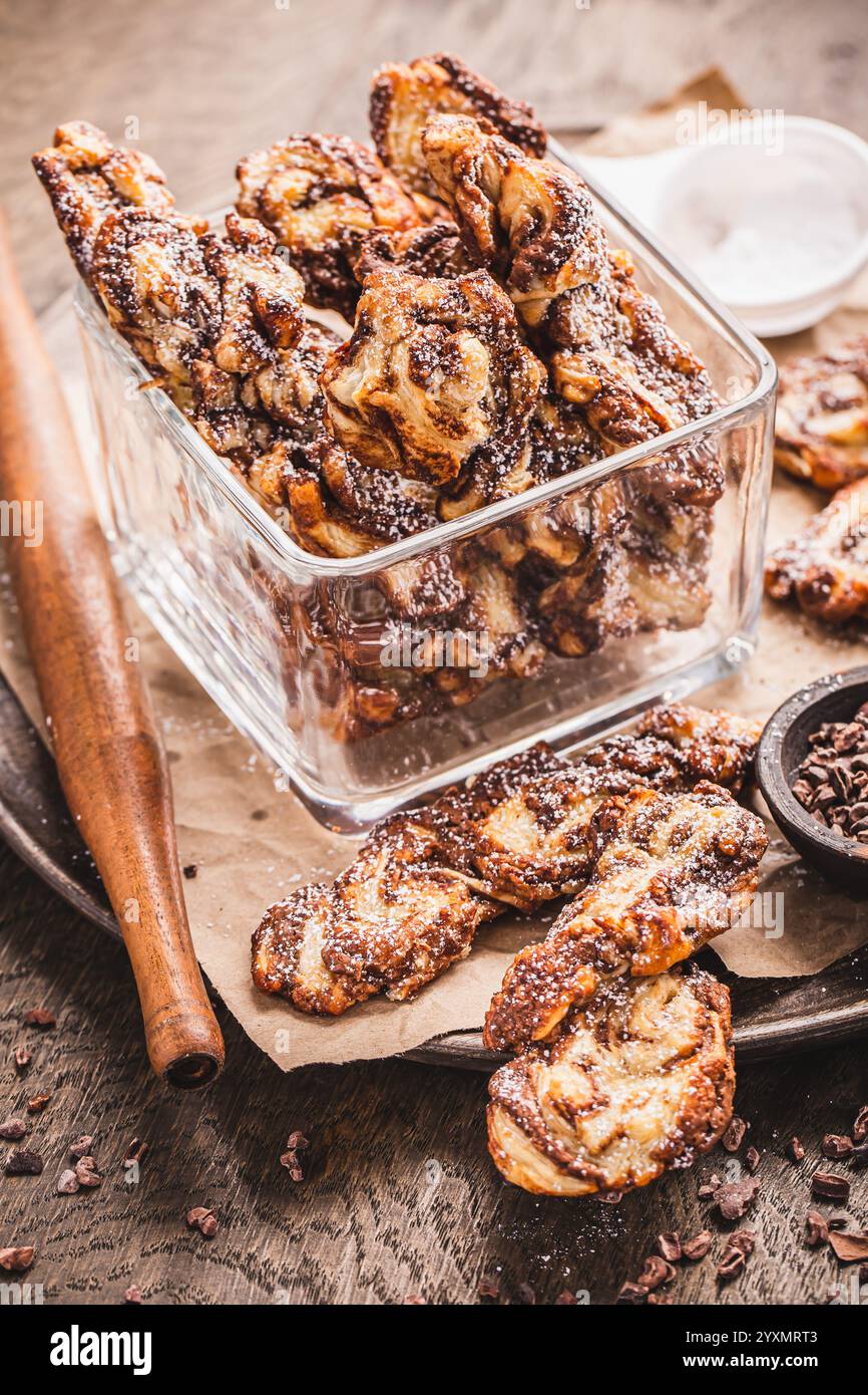 Homemade flaky pastry dessert with chocolate Stock Photo - Alamy