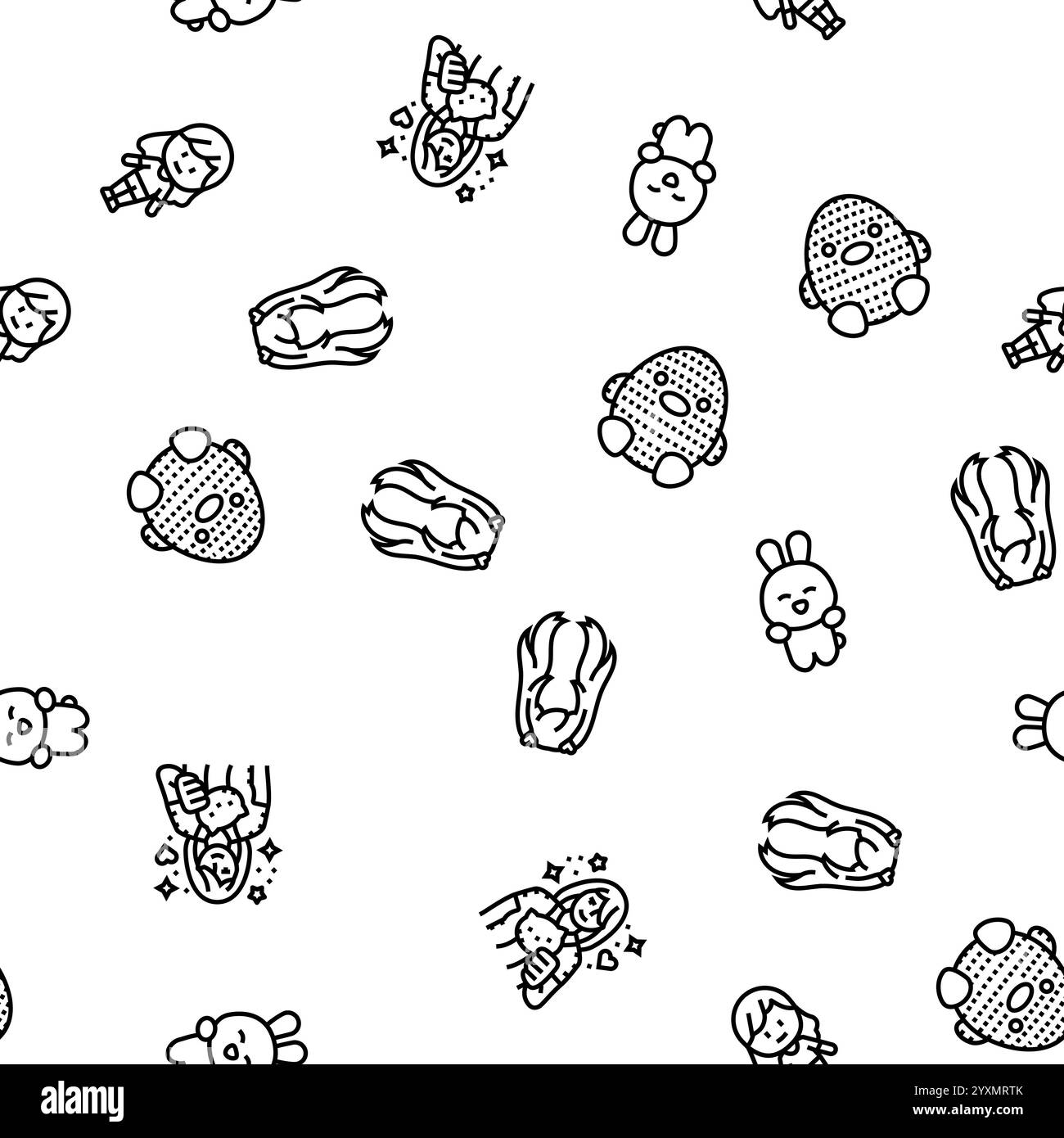 kawaii cute anime emoticon seamless pattern vector Stock Vector Image ...