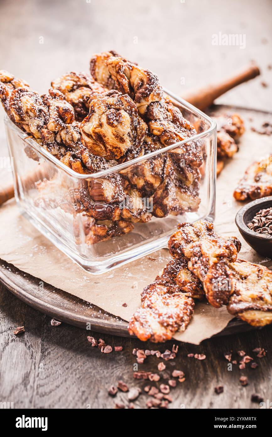 Homemade flaky pastry dessert with chocolate Stock Photo - Alamy