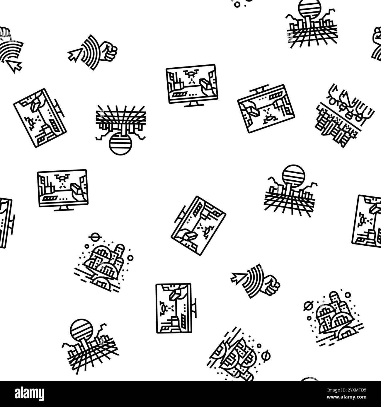 cyberpunk digital city future seamless pattern vector Stock Vector ...