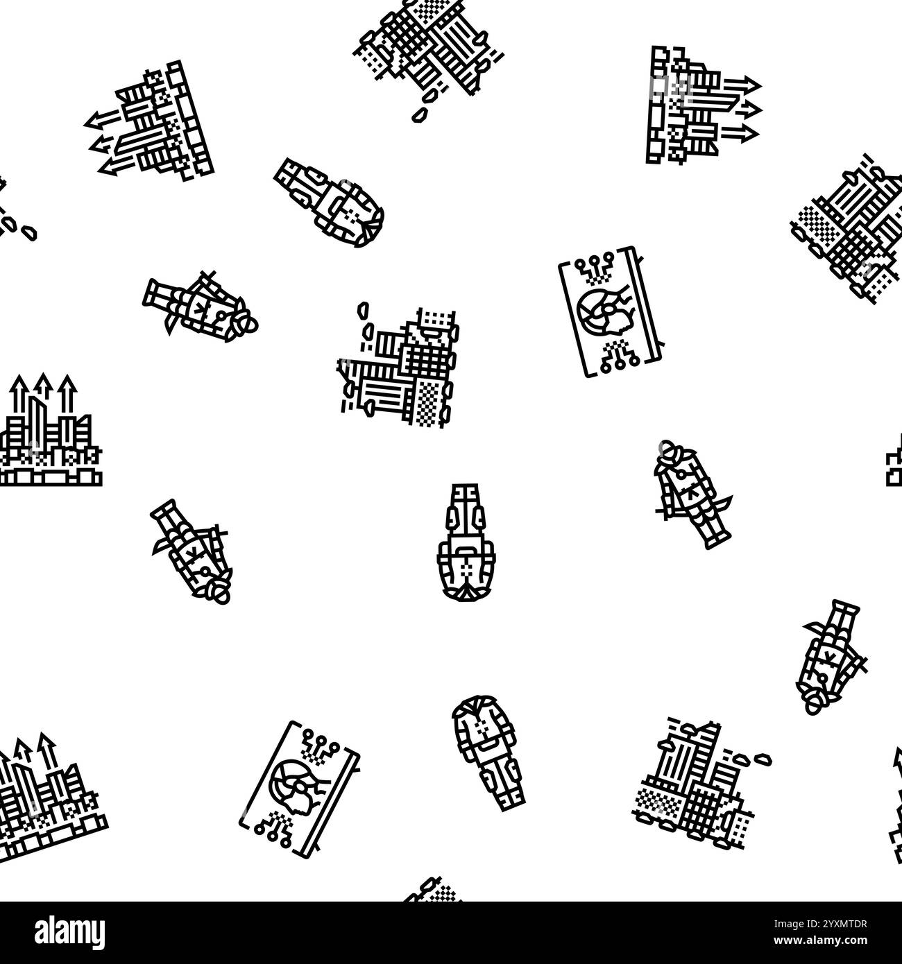 cyberpunk digital city future seamless pattern vector Stock Vector ...