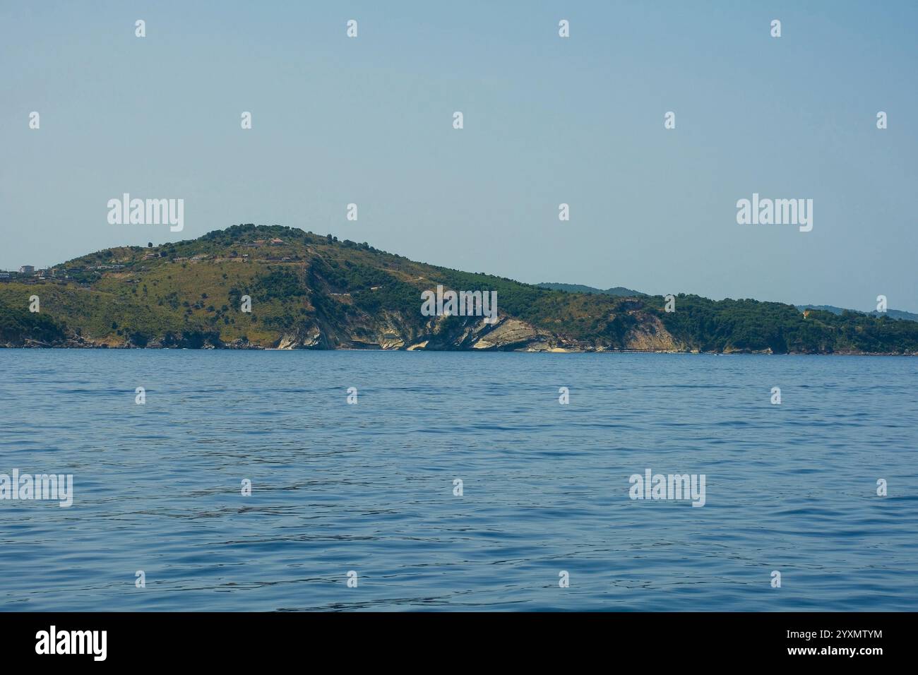 The Ionian coastline south of Sarande, part of the Albanian Riviera ...