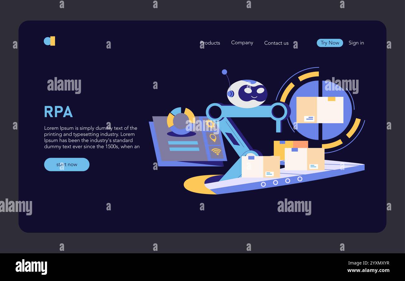 Logistics automation concept. Advanced robotic process automation software handling inventory ...