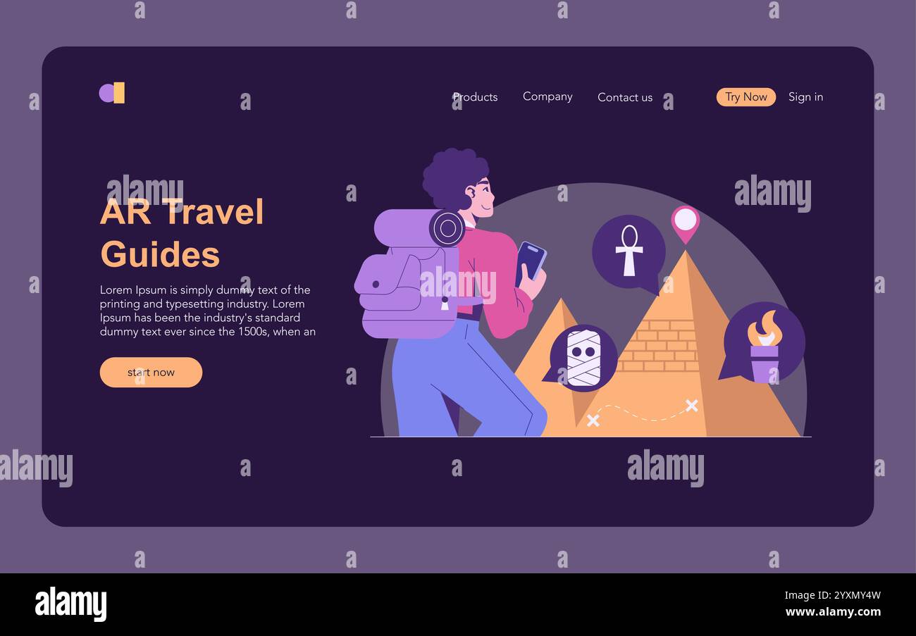 Augmented Reality Travel Guide concept. A traveler using a smartphone ...
