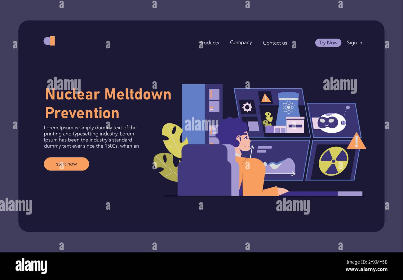 Nuclear Power Prevention concept. A worker monitors reactor safety ...