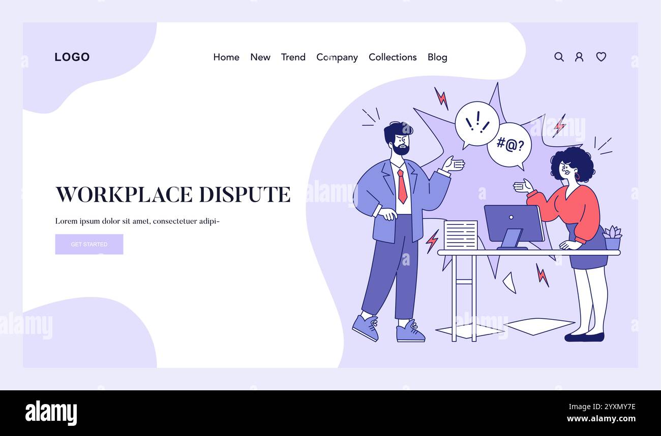 Workplace Dispute concept. Colleagues in animated argument, expressing ...