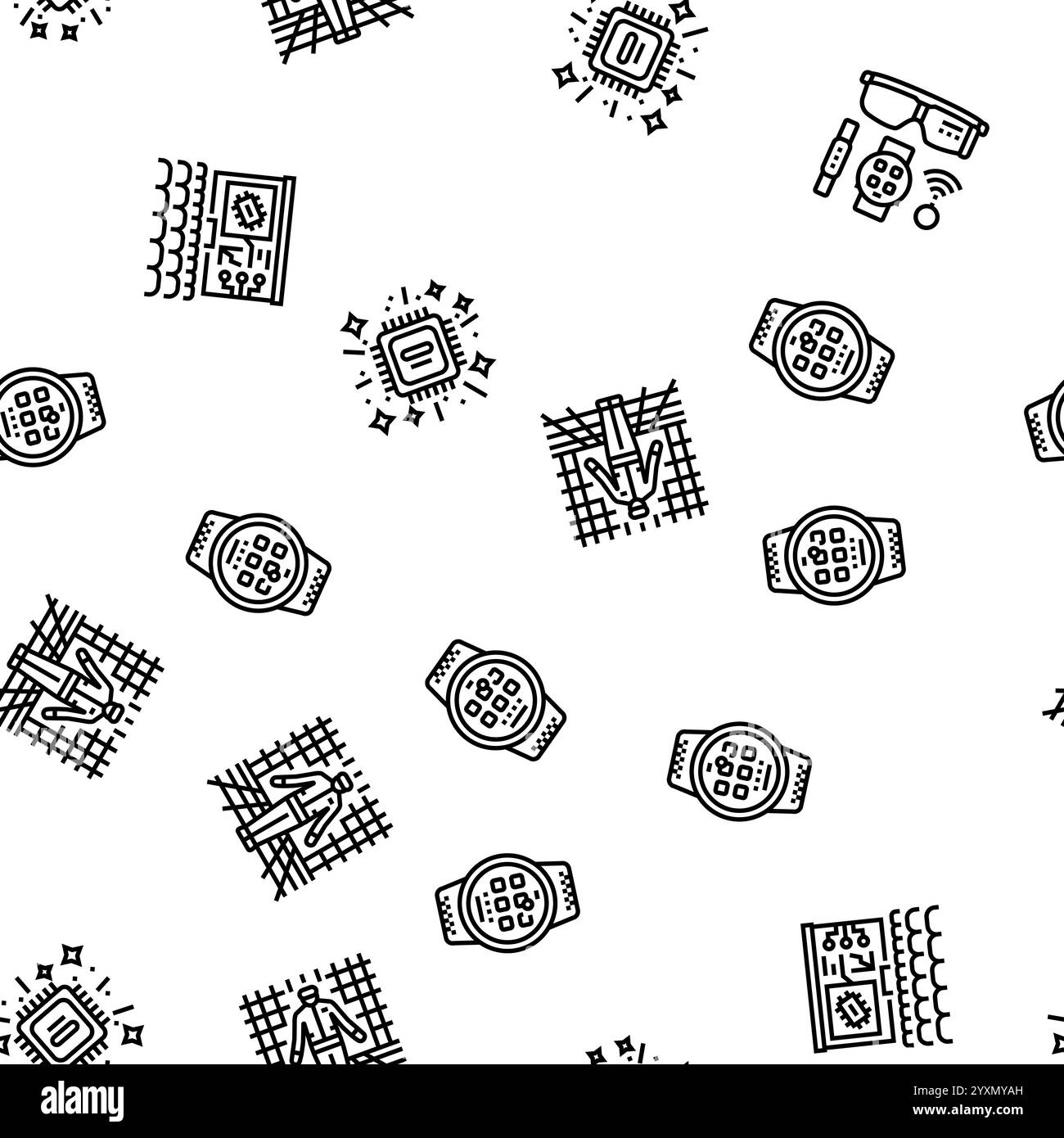 tech enthusiast geek nerd man seamless pattern vector Stock Vector ...
