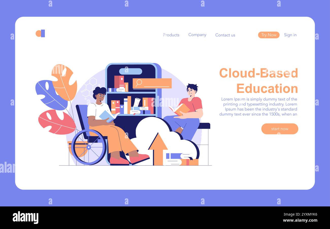Edtech concept. Inclusive cloud-based education platform with diverse ...