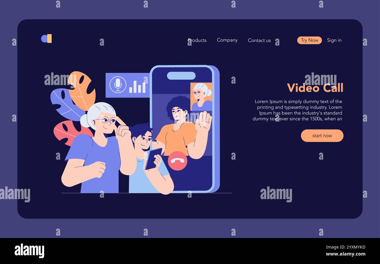 Tech Help Across Generations concept. Young people assist seniors ...