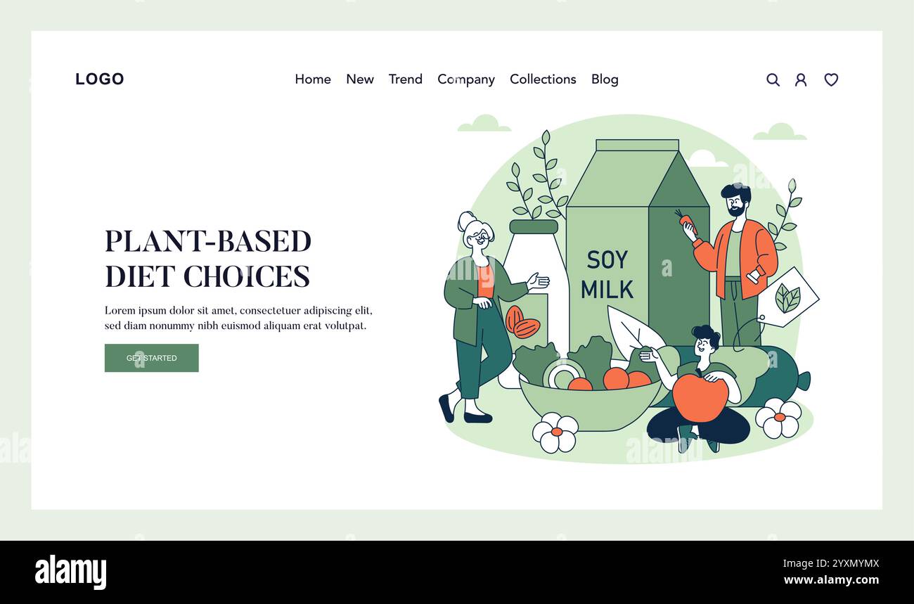 Conscious consumption concept. Individuals explore plant-based alternatives, promoting ...