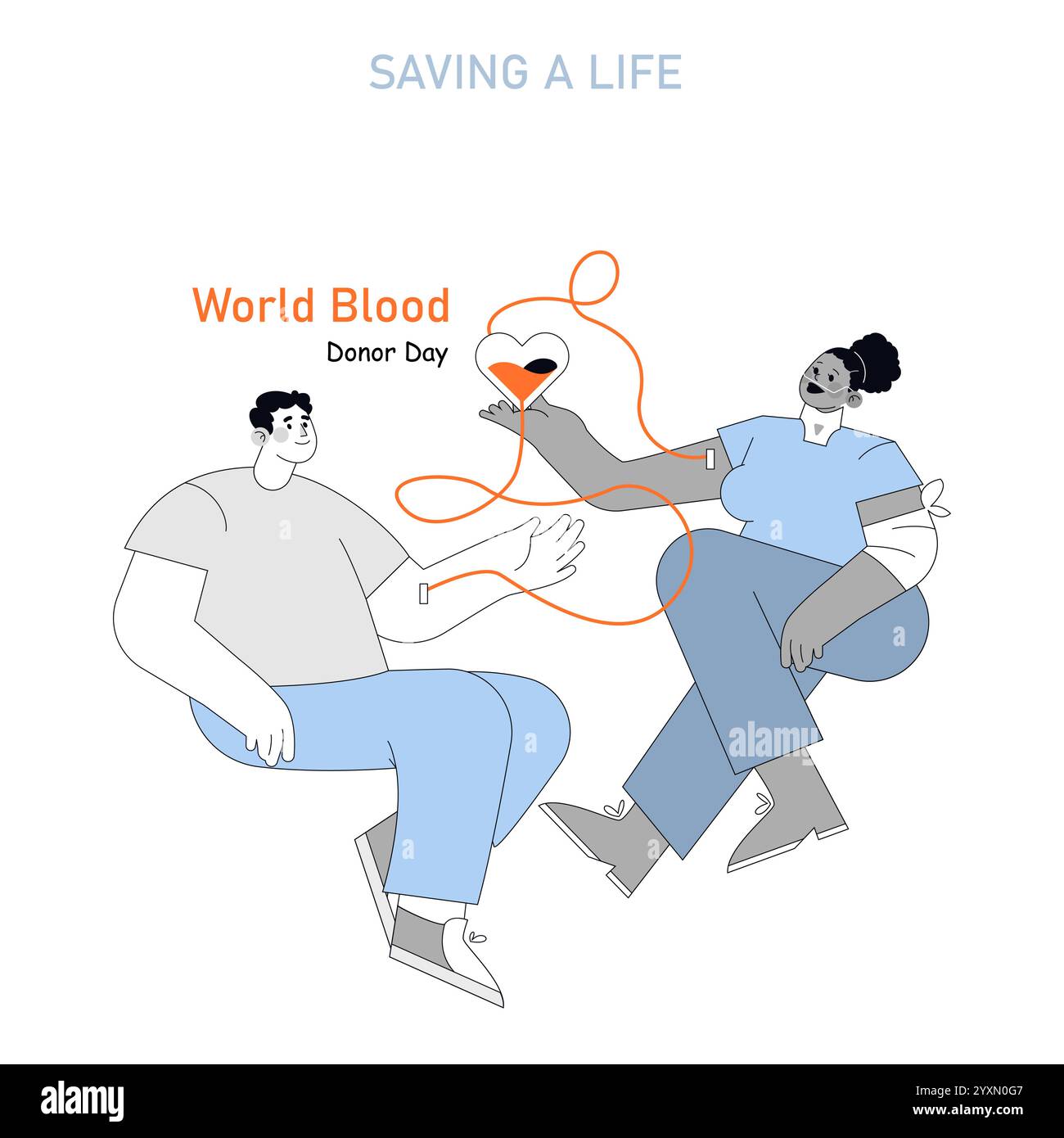 World Blood Donor Day concept. Illustration of a person donating blood ...