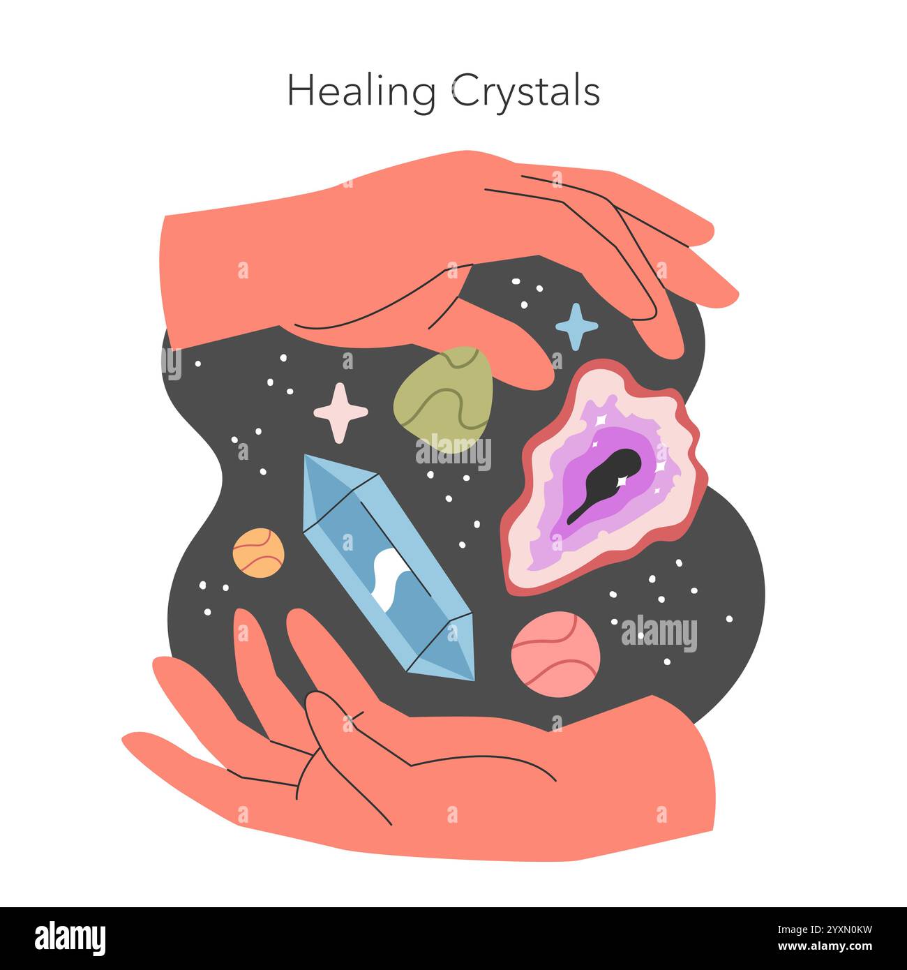 Spiritual practices concept. Hands cradling an assortment of vibrant ...