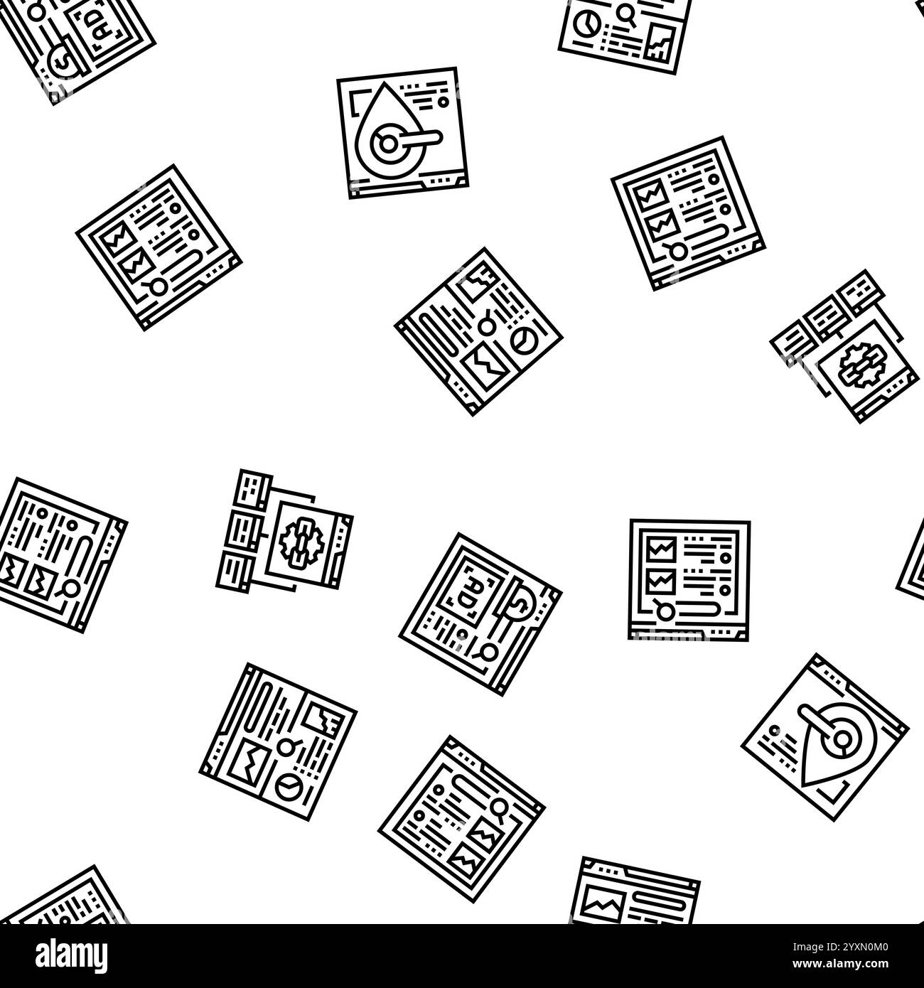 seo market rank search vector seamless pattern thin line illustration ...