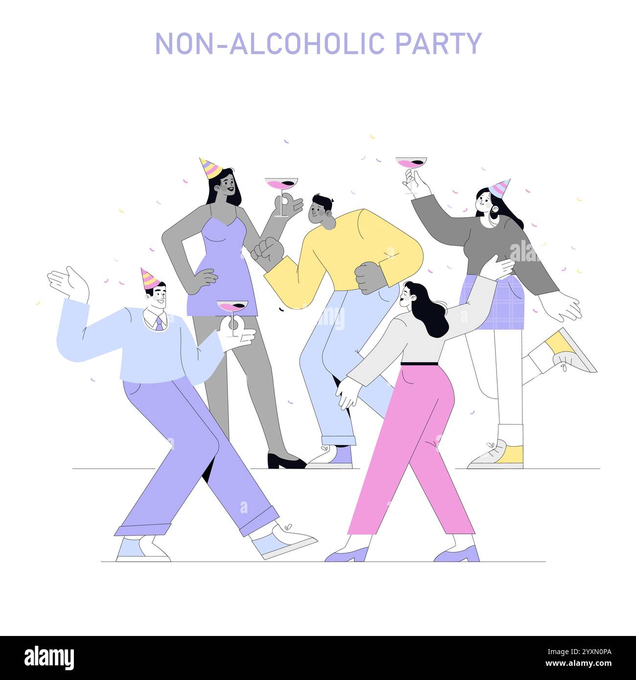 Dry January concept. People celebrating at a party with non-alcoholic ...