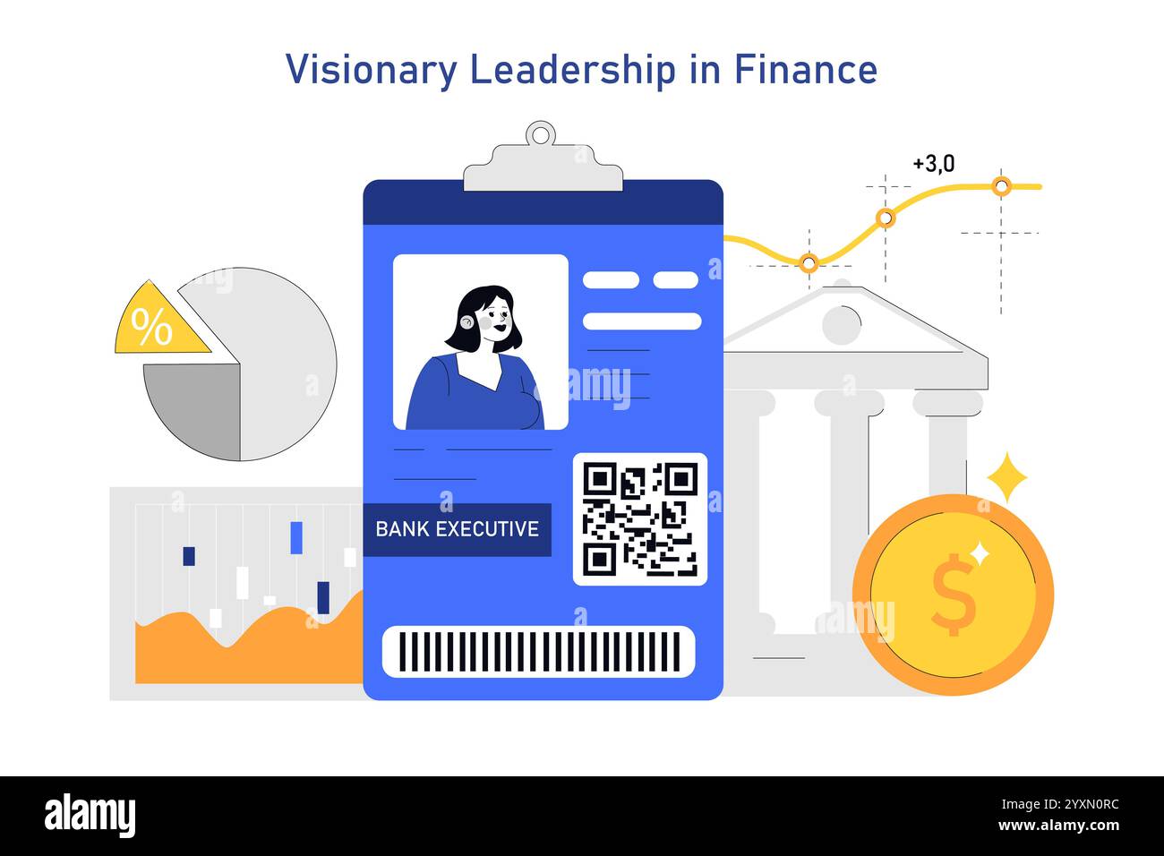 Women Leadership in Finance concept. Illustration of female bank ...