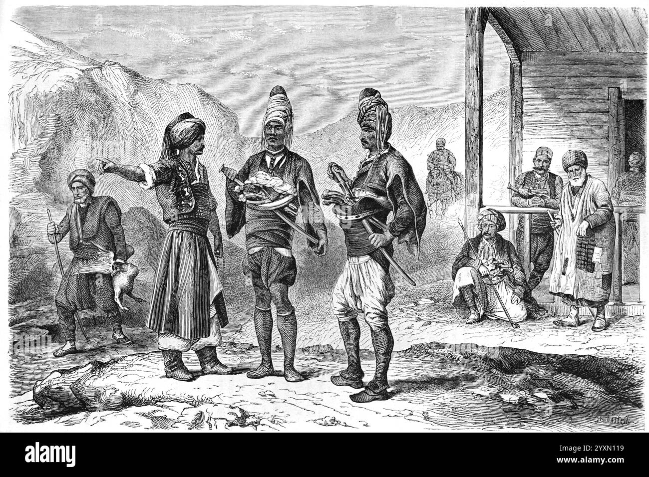 Turks in Traditional Ottoman Dress, Clothes or Costumes, including ...