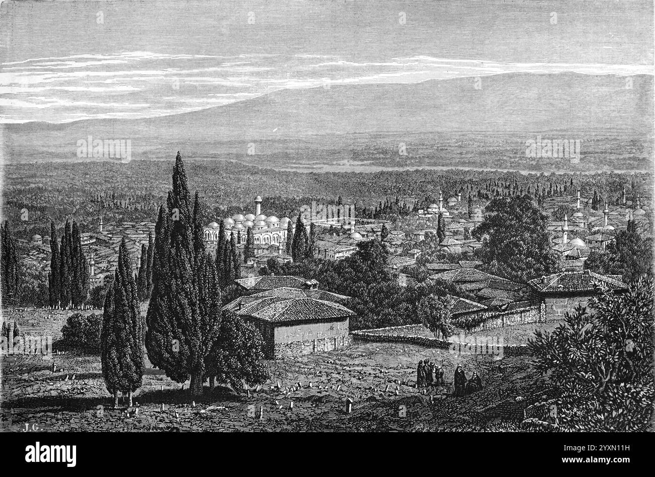 View Over Bursa or Townscape and Historic Grand Mosque of Bursa, or Ulu ...