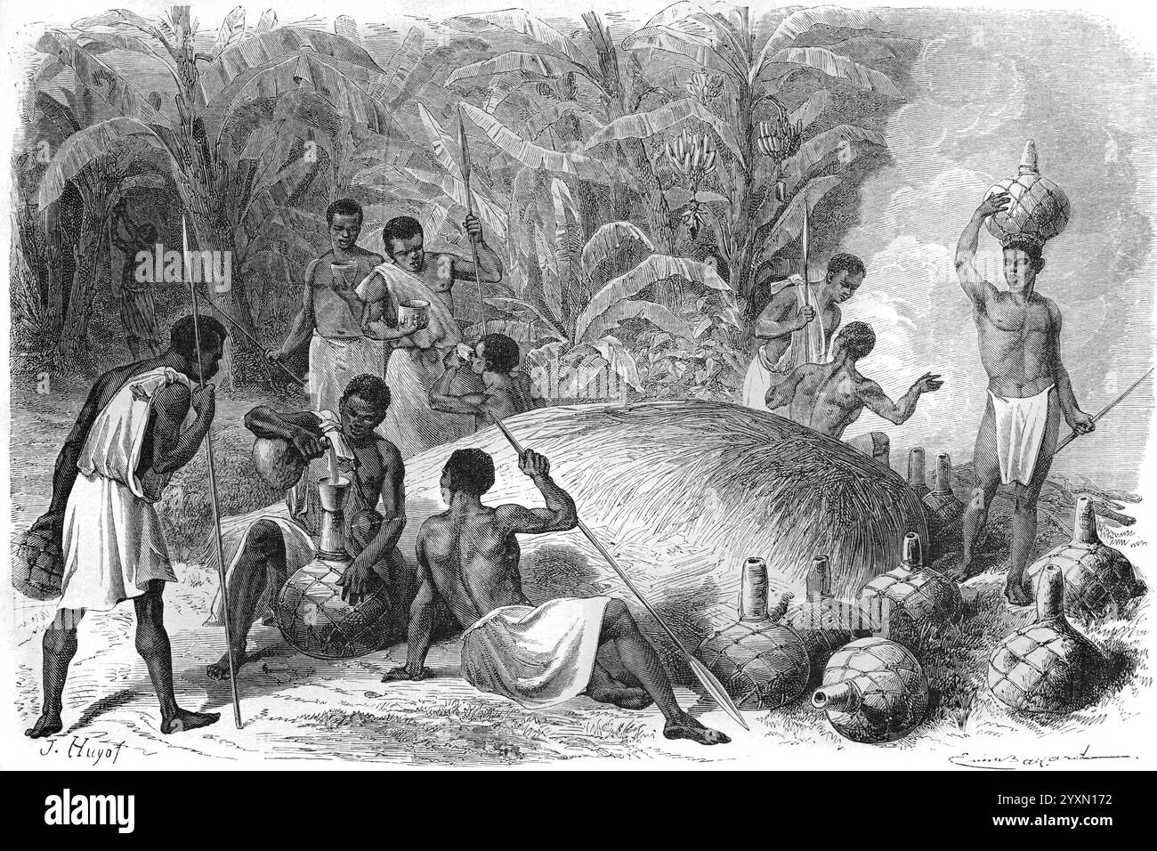 Africans Making, Preparing, Brewing or Distilling Pombe Beer aka Millet ...