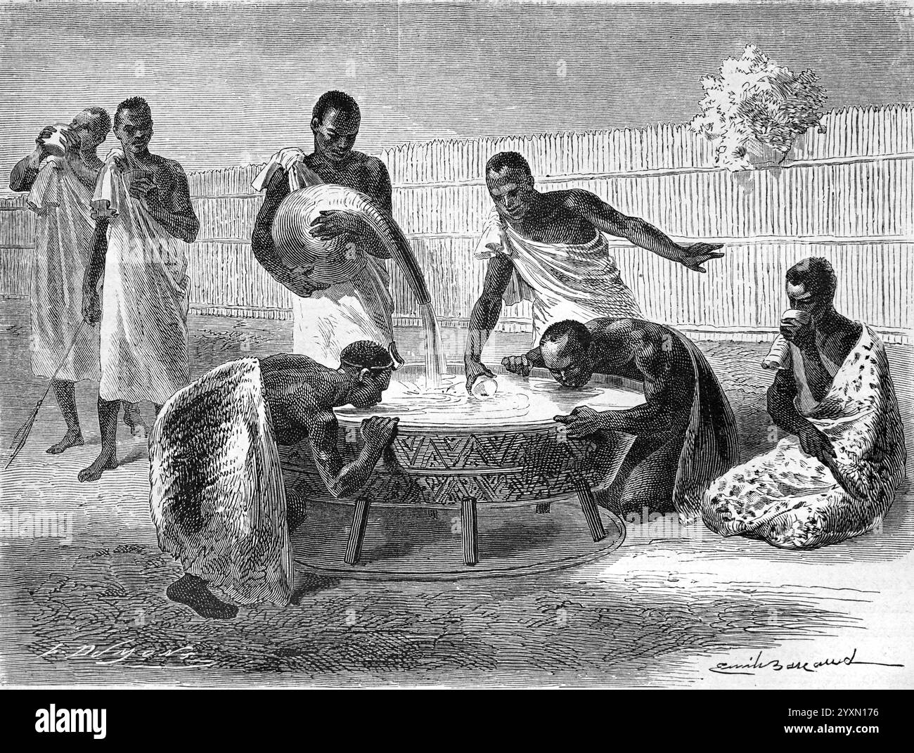 Africans Drinking Pombe Beer aka Millet Beer, Bantu Beer, Malwa, Tchouk ...
