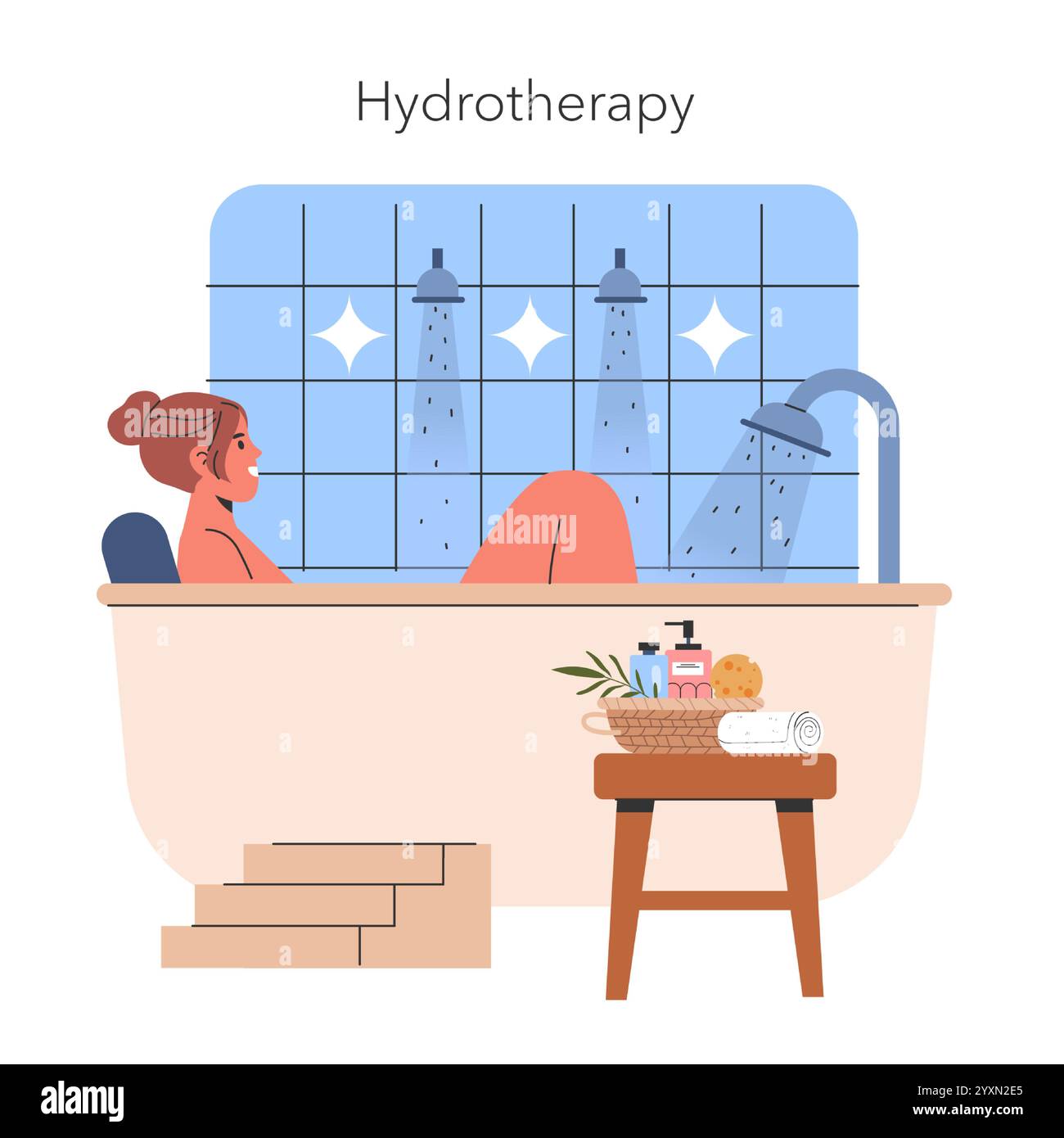 Hydrotherapy concept. Woman enjoys a relaxing bath with therapeutic ...