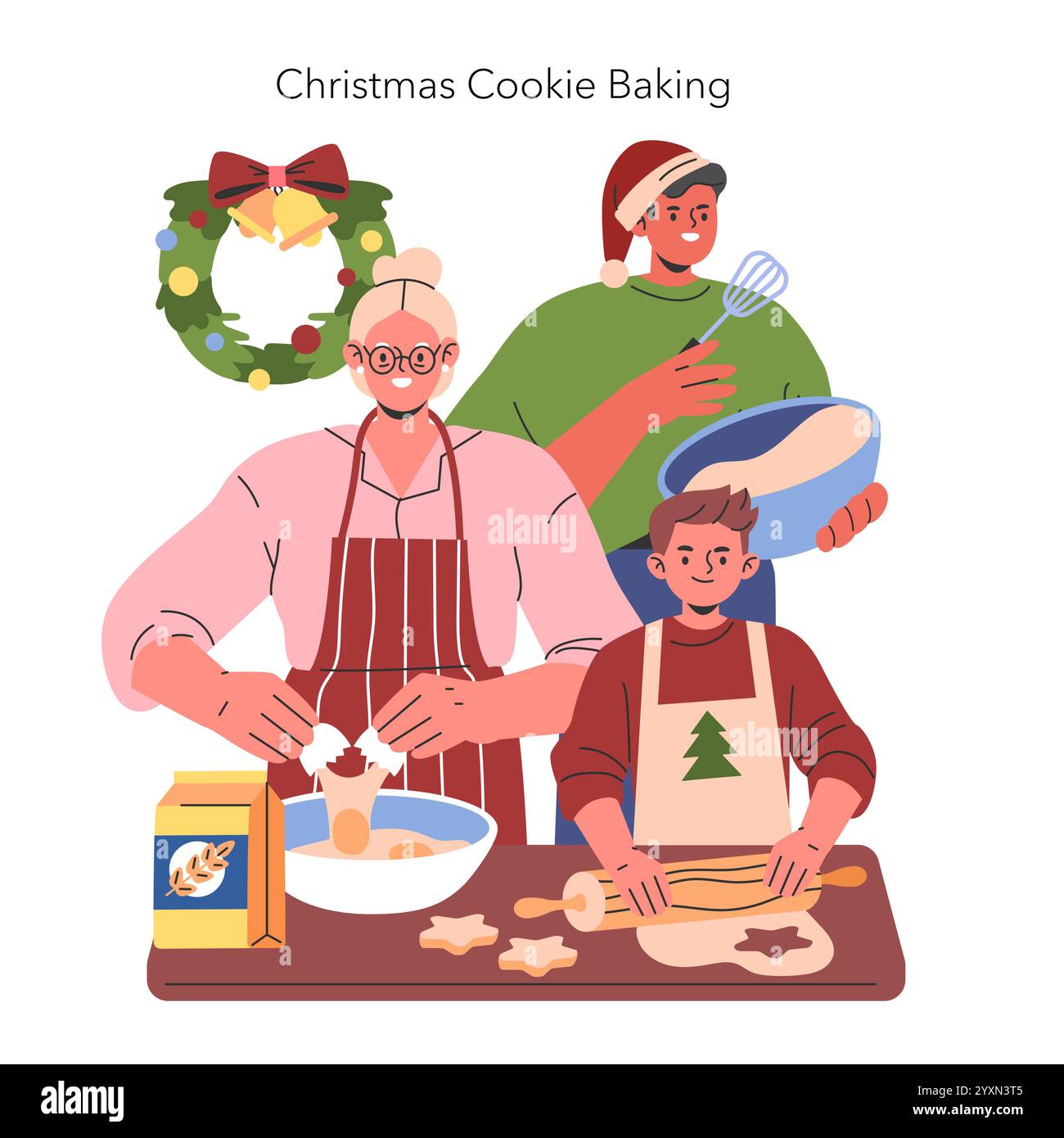 Christmas Cookie Baking concept. A heartwarming scene of a family ...
