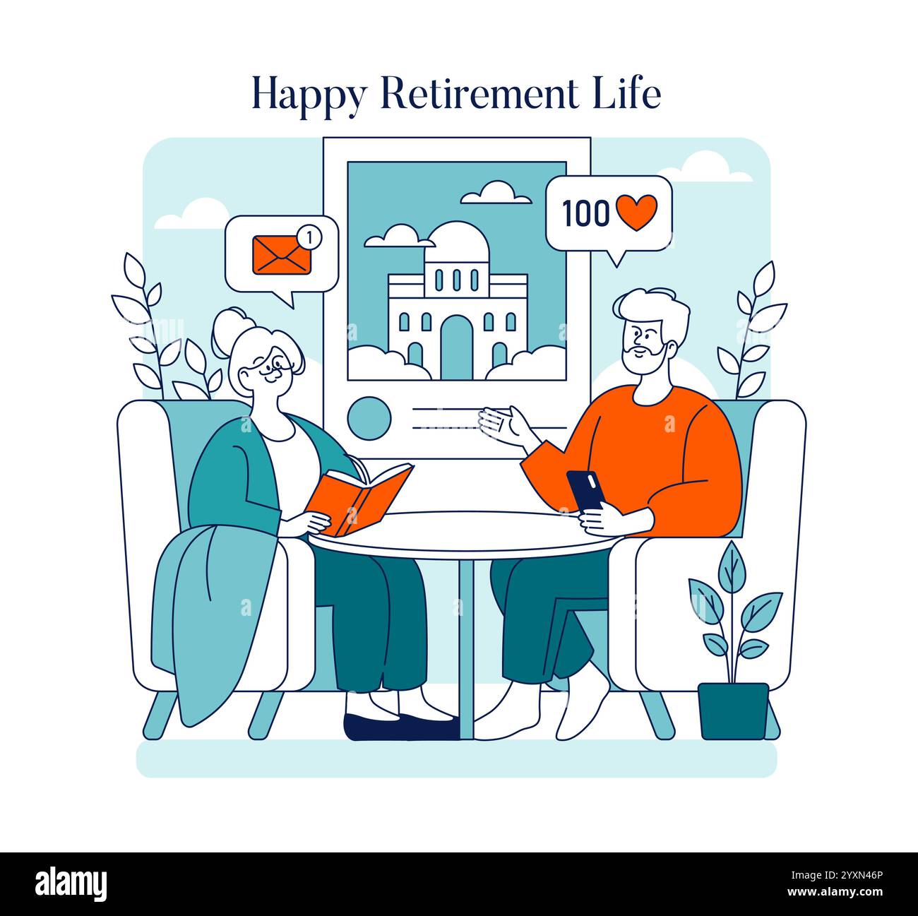 Happy Retirement Life concept. Elderly couple enjoying peaceful leisure ...
