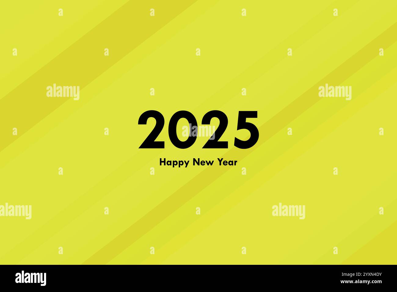 Minimalistic 2025 Happy New Year text on a vibrant yellow background ...