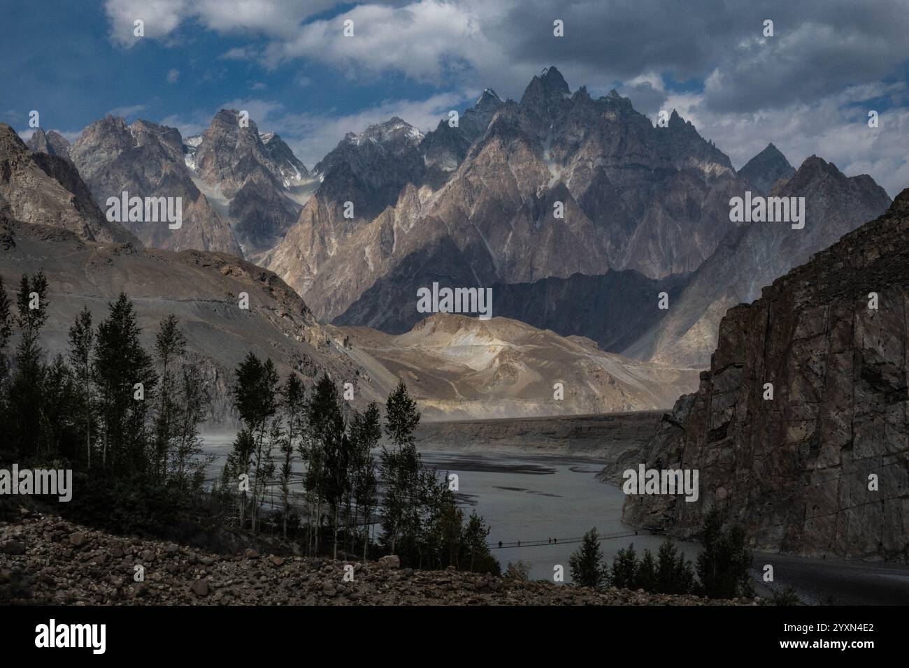 View of Passu village and the Passu Cones, Passu, Gojal, Baltistan ...
