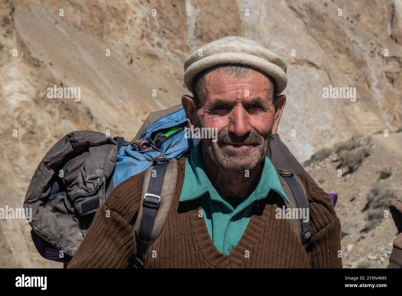 Portrait of a local Shimshali climber, Minglik Sar, Shimshal, Gojal ...
