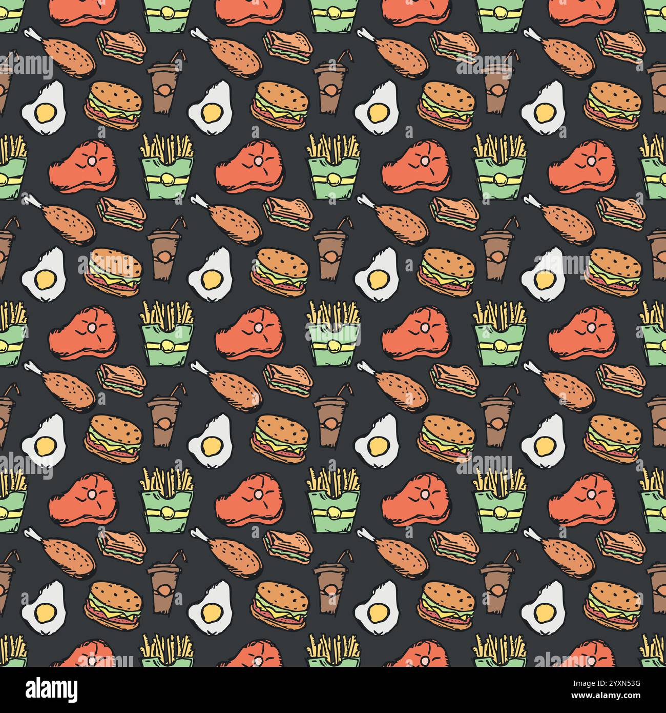Ice cream french fries steak Stock Vector Images - Alamy