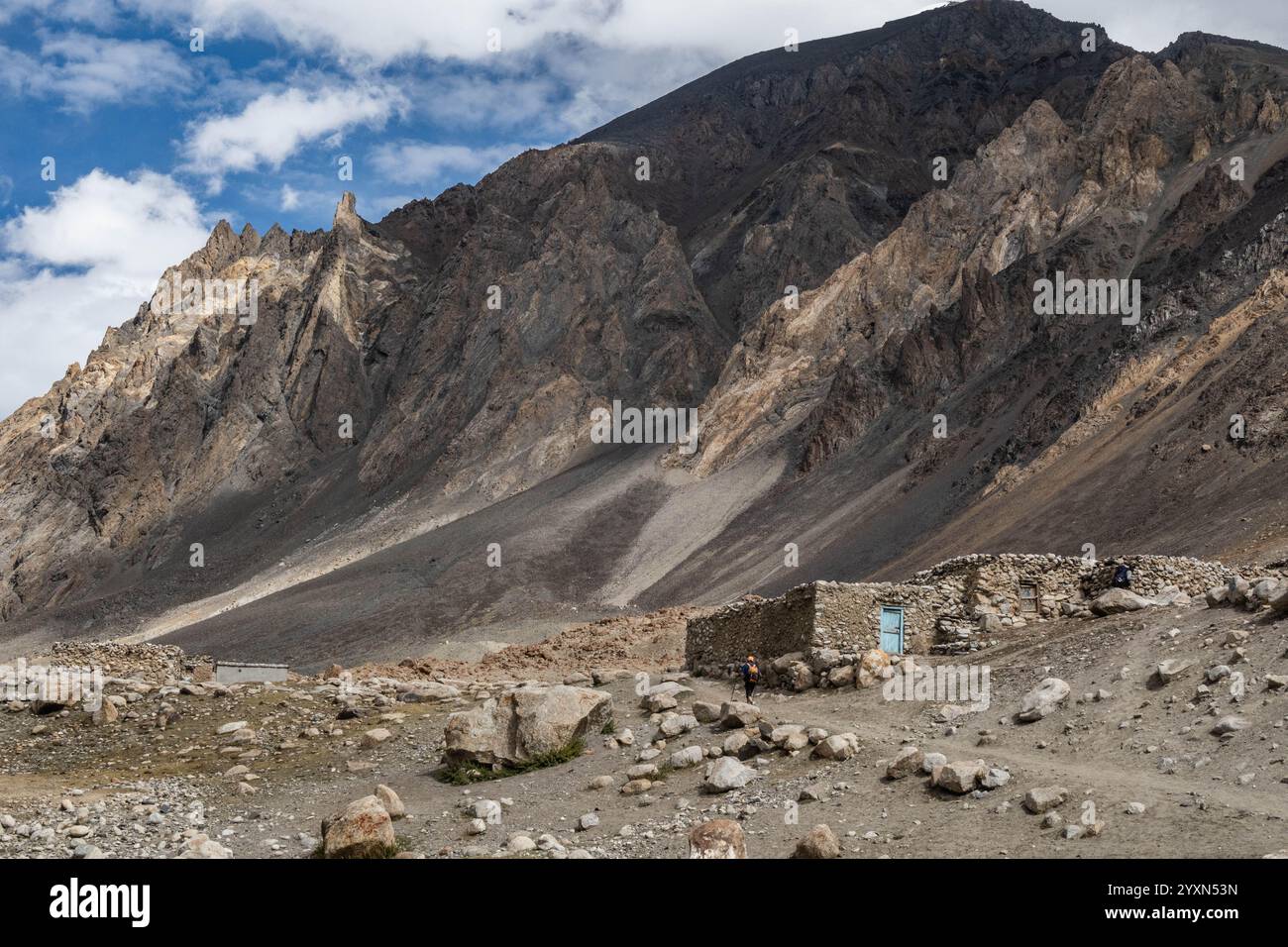 Traditional herder's huts on the Shimshal Pass trek, Shimshal, Gojal ...