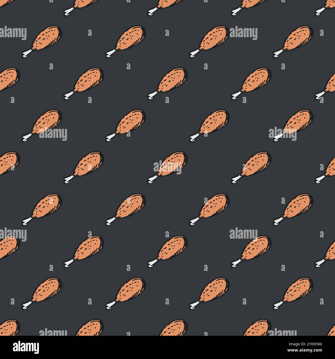 Seamless pattern with chicken legs. meat background. Doodle chicken ...
