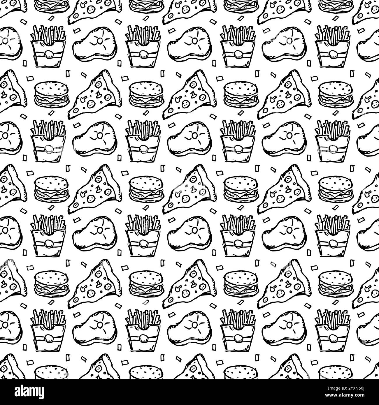 Street food cooking doodle Cut Out Stock Images & Pictures - Alamy